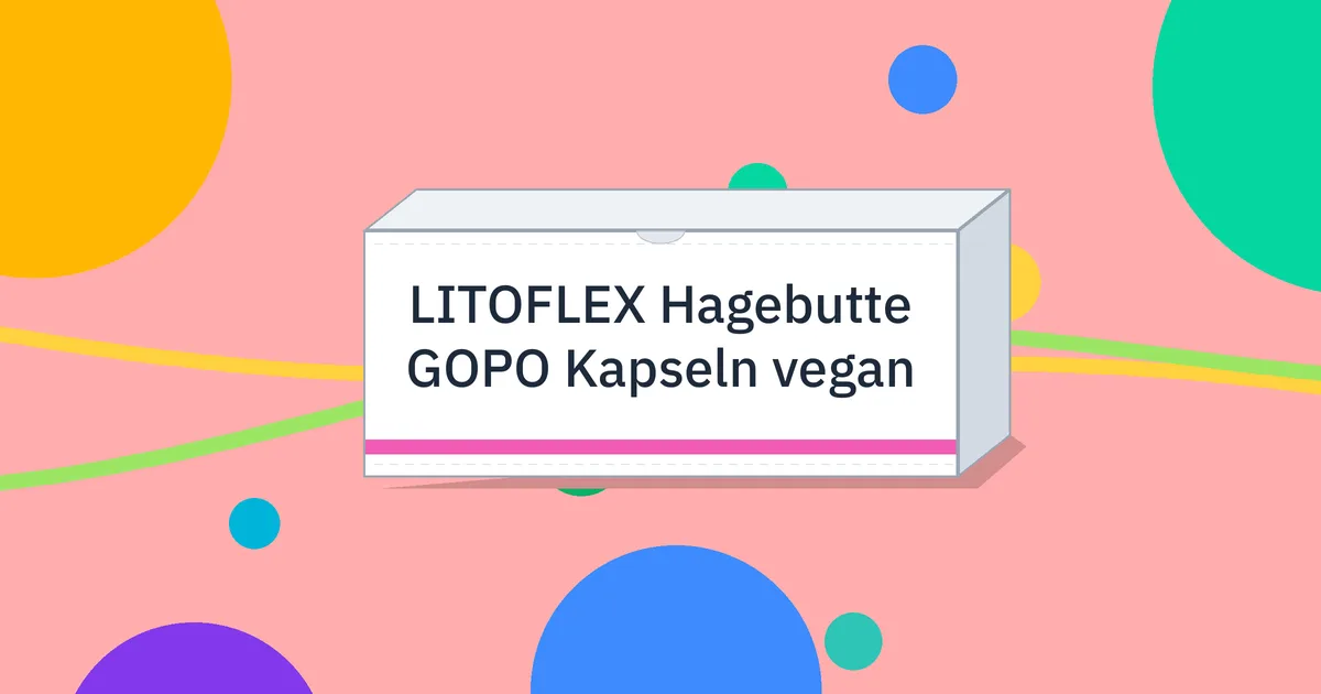 Symbolbild: Packung mit der Aufschrift LITOFLEX Hagebutte GOPO Kapseln vegan (PZN 18783362) – Verfügbarkeit und Bezug in Apotheken in Frankfurt am Main