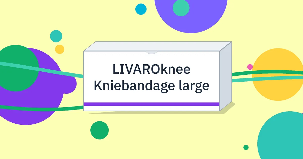 Symbolbild: Packung mit der Aufschrift LIVAROknee Kniebandage large (PZN 17519686) – Verfügbarkeit und Bezug in Apotheken in Frankfurt am Main