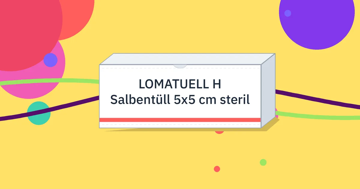 Symbolbild: Packung mit der Aufschrift LOMATUELL H Salbentüll 5x5 cm steril (PZN 14324054) – Verfügbarkeit und Bezug in Apotheken in Frankfurt am Main