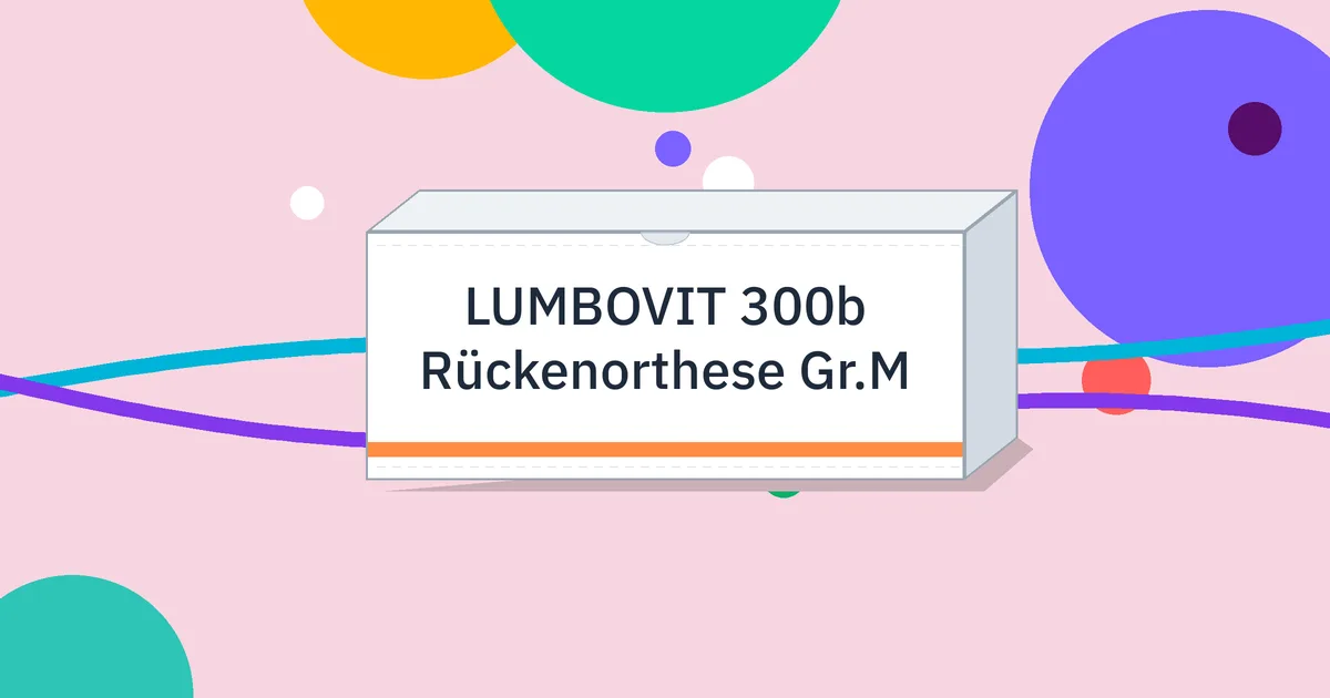 Symbolbild: Packung mit der Aufschrift LUMBOVIT 300b Rückenorthese Gr.M (PZN 11608704) – Verfügbarkeit und Bezug in Apotheken in Frankfurt am Main
