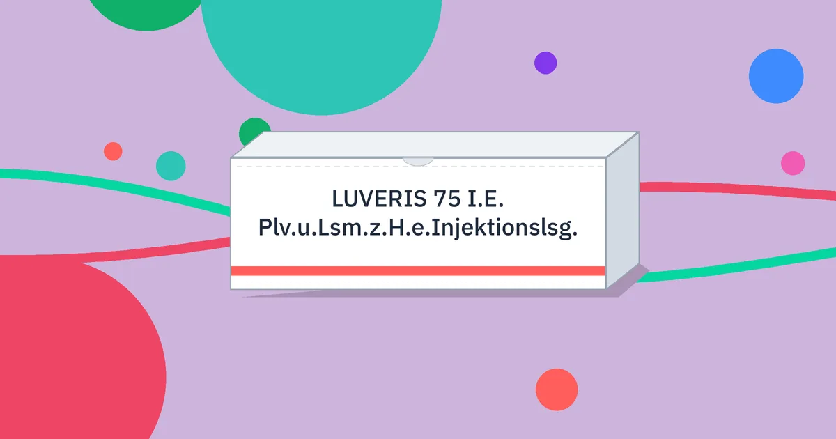 Symbolbild: Packung mit der Aufschrift LUVERIS 75 I.E. Plv.u.Lsm.z.H.e.Injektionslsg. (PZN 17591519) – Verfügbarkeit und Bezug in Apotheken in Frankfurt am Main
