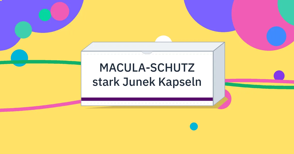 Symbolbild: Packung mit der Aufschrift MACULA-SCHUTZ stark Junek Kapseln (PZN 05529277) – Verfügbarkeit und Bezug in Apotheken in Frankfurt am Main