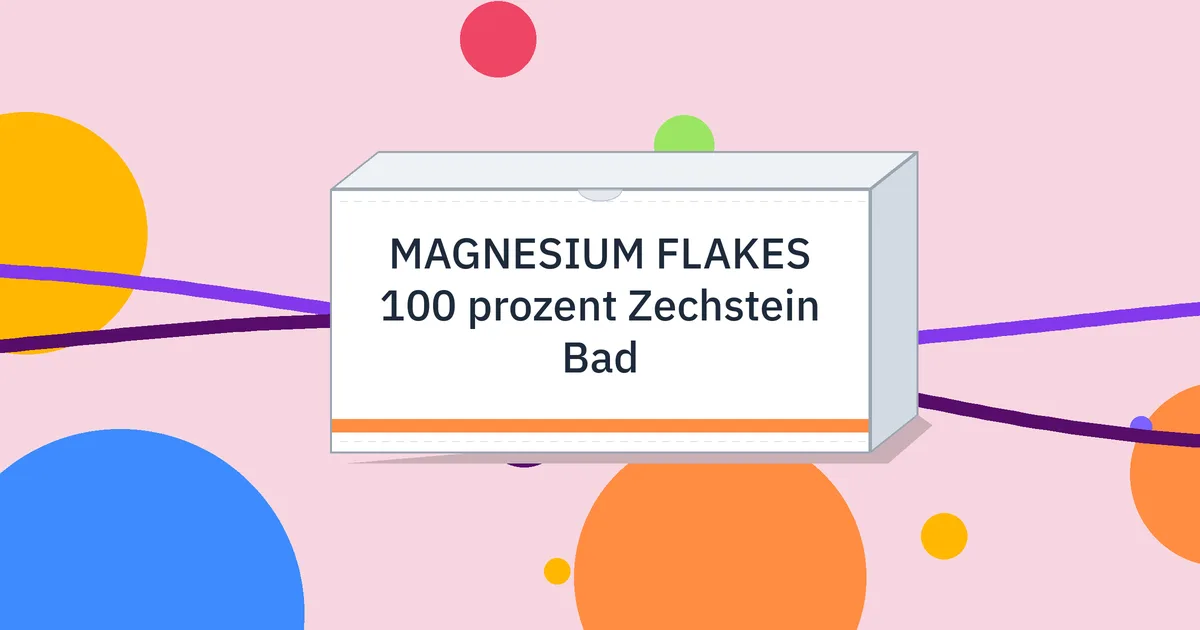 Symbolbild: Packung mit der Aufschrift MAGNESIUM FLAKES 100 prozent Zechstein Bad (PZN 13169953) – Verfügbarkeit und Bezug in Apotheken in Frankfurt am Main