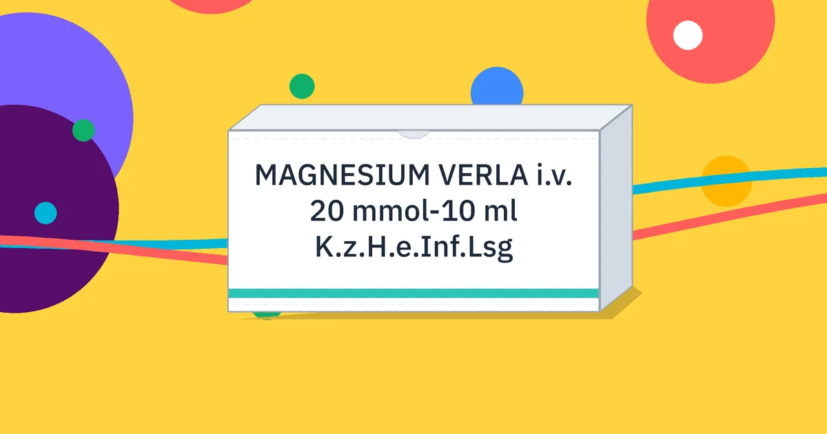 Symbolbild: Packung mit der Aufschrift MAGNESIUM VERLA i.v. 20 mmol-10 ml K.z.H.e.Inf.Lsg (PZN 17638787) – Verfügbarkeit und Bezug in Apotheken in Frankfurt am Main