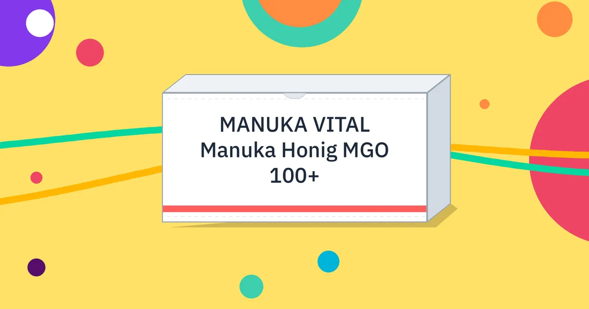 Symbolbild: Packung mit der Aufschrift MANUKA VITAL Manuka Honig MGO 100+ (PZN 17871526) – Verfügbarkeit und Bezug in Apotheken in Frankfurt am Main