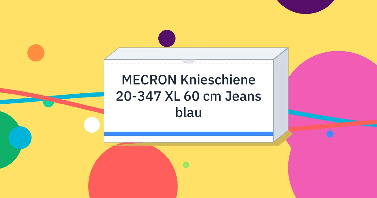 Symbolbild: Packung mit der Aufschrift MECRON Knieschiene 20-347 XL 60 cm Jeans blau (PZN 02911160) – Verfügbarkeit und Bezug in Apotheken in Frankfurt am Main