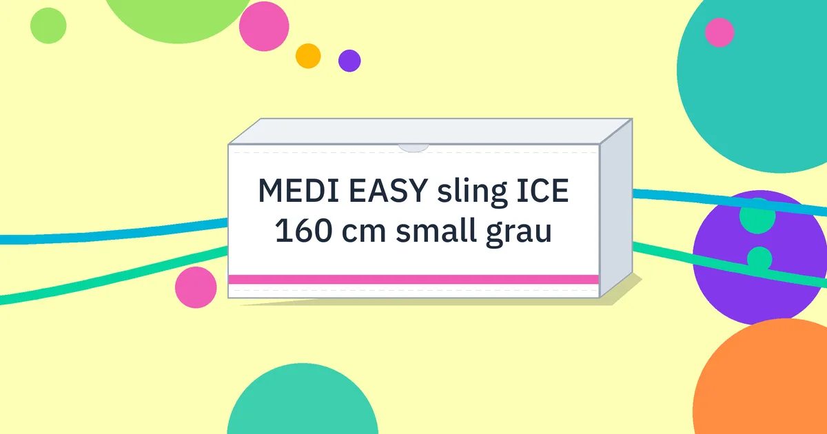 Symbolbild: Packung mit der Aufschrift MEDI EASY sling ICE 160 cm small grau (PZN 19080800) – Verfügbarkeit und Bezug in Apotheken in Frankfurt am Main