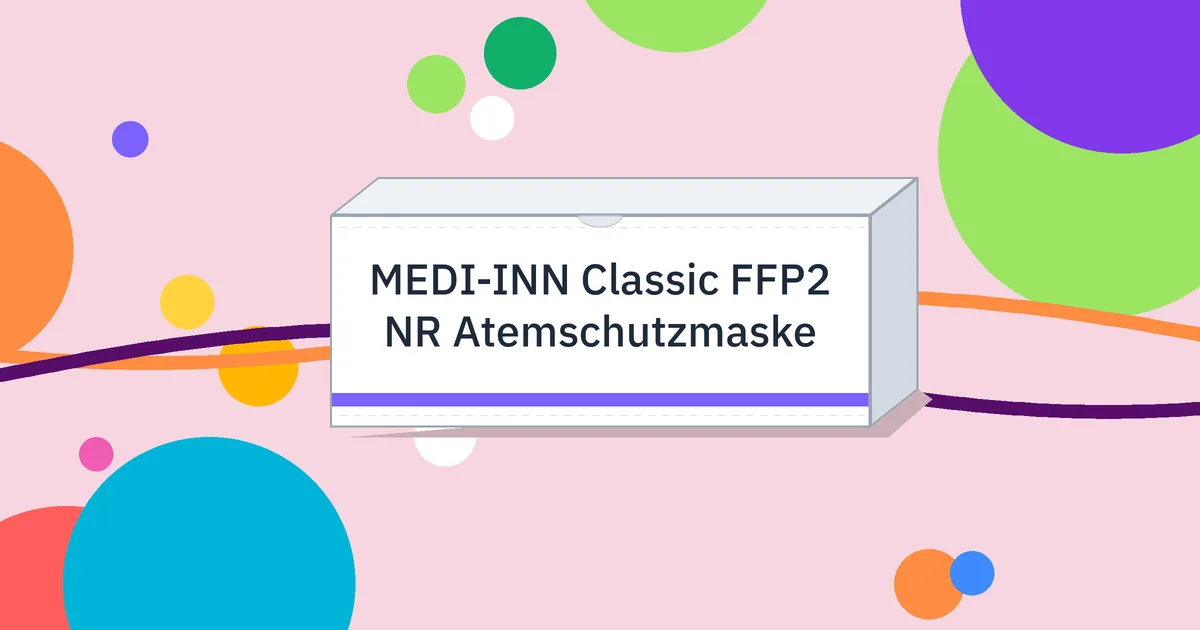 Symbolbild: Packung mit der Aufschrift MEDI-INN Classic FFP2 NR Atemschutzmaske (PZN 19191787) – Verfügbarkeit und Bezug in Apotheken in Frankfurt am Main
