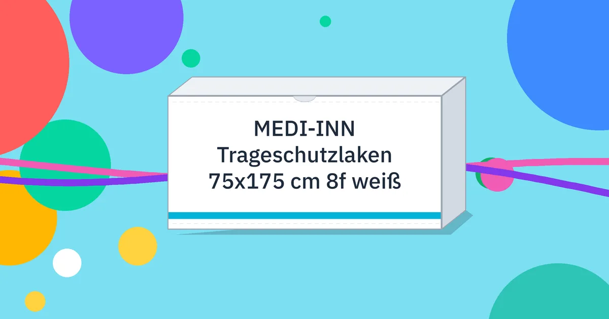 Symbolbild: Packung mit der Aufschrift MEDI-INN Trageschutzlaken 75x175 cm 8f weiß (PZN 04711270) – Verfügbarkeit und Bezug in Apotheken in Frankfurt am Main