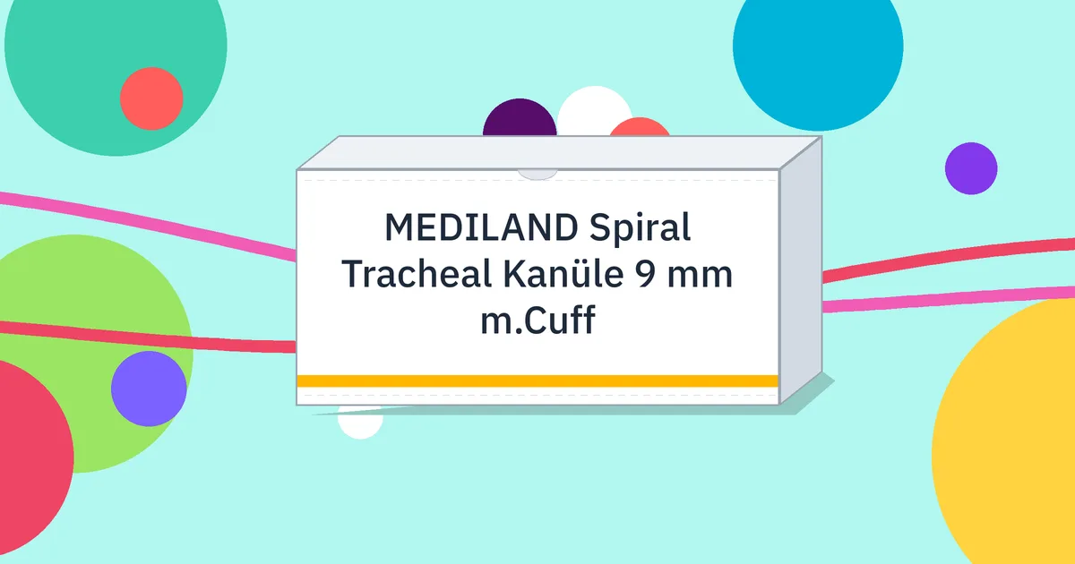 Symbolbild: Packung mit der Aufschrift MEDILAND Spiral Tracheal Kanüle 9 mm m.Cuff (PZN 05987382) – Verfügbarkeit und Bezug in Apotheken in Frankfurt am Main