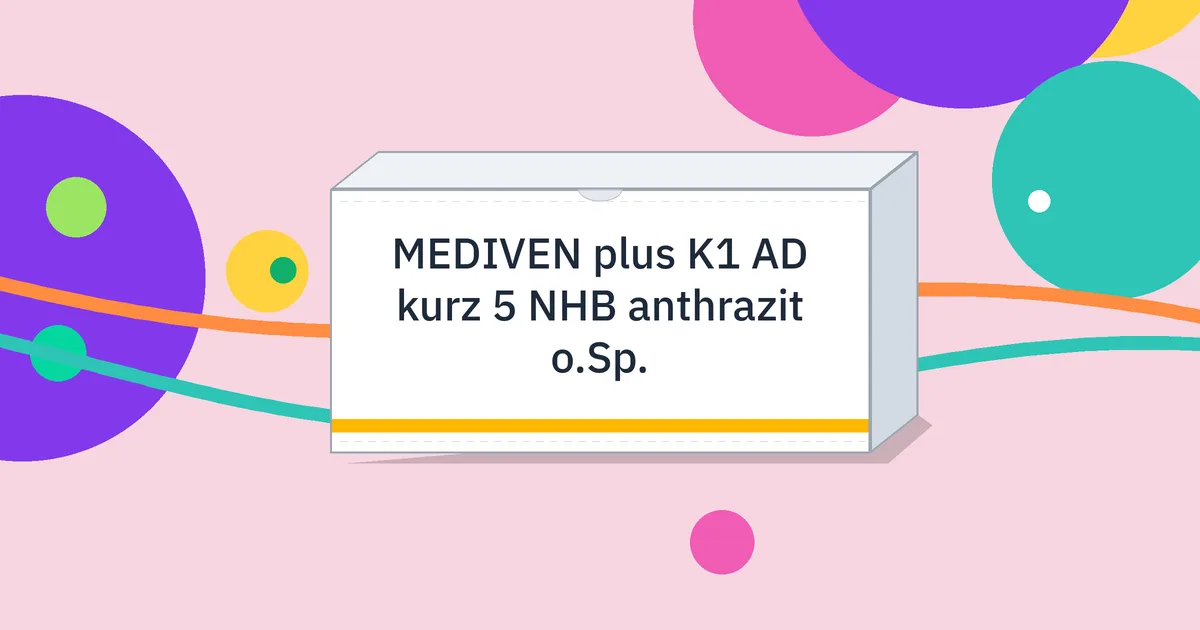 Symbolbild: Packung mit der Aufschrift MEDIVEN plus K1 AD kurz 5 NHB anthrazit o.Sp. (PZN 15897409) – Verfügbarkeit und Bezug in Apotheken in Frankfurt am Main