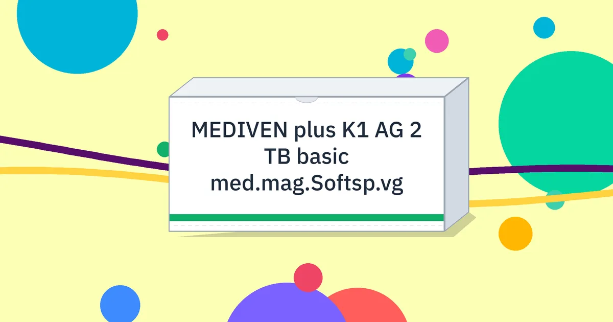 Symbolbild: Packung mit der Aufschrift MEDIVEN plus K1 AG 2 TB basic med.mag.Softsp.vg (PZN 15057738) – Verfügbarkeit und Bezug in Apotheken in Frankfurt am Main