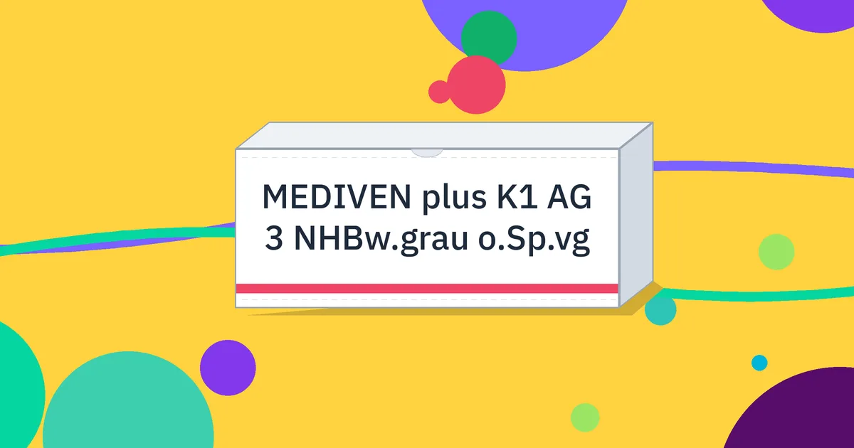 Symbolbild: Packung mit der Aufschrift MEDIVEN plus K1 AG 3 NHBw.grau o.Sp.vg (PZN 18939367) – Verfügbarkeit und Bezug in Apotheken in Frankfurt am Main