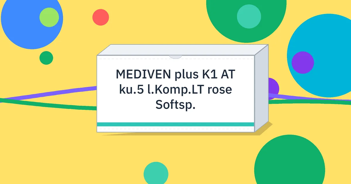 Symbolbild: Packung mit der Aufschrift MEDIVEN plus K1 AT ku.5 l.Komp.LT rose Softsp. (PZN 15029363) – Verfügbarkeit und Bezug in Apotheken in Frankfurt am Main
