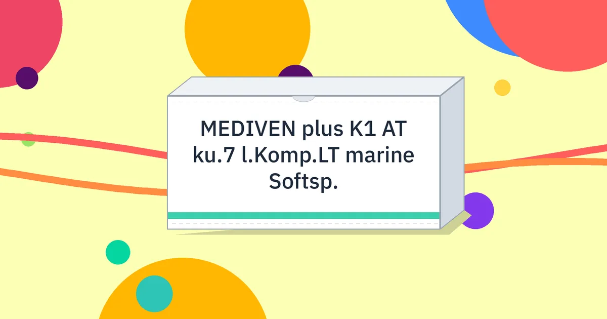 Symbolbild: Packung mit der Aufschrift MEDIVEN plus K1 AT ku.7 l.Komp.LT marine Softsp. (PZN 15028731) – Verfügbarkeit und Bezug in Apotheken in Frankfurt am Main
