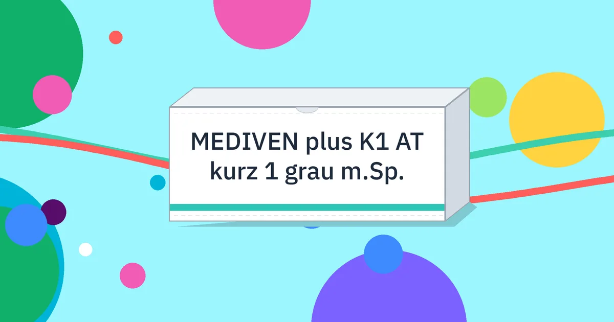 Symbolbild: Packung mit der Aufschrift MEDIVEN plus K1 AT kurz 1 grau m.Sp. (PZN 18931934) – Verfügbarkeit und Bezug in Apotheken in Frankfurt am Main