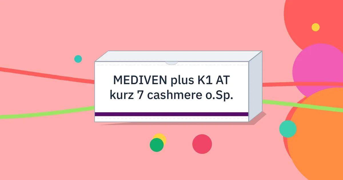 Symbolbild: Packung mit der Aufschrift MEDIVEN plus K1 AT kurz 7 cashmere o.Sp. (PZN 15026399) – Verfügbarkeit und Bezug in Apotheken in Frankfurt am Main