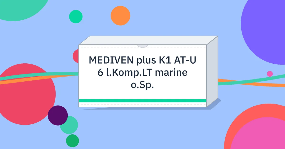 Symbolbild: Packung mit der Aufschrift MEDIVEN plus K1 AT-U 6 l.Komp.LT marine o.Sp. (PZN 15032543) – Verfügbarkeit und Bezug in Apotheken in Frankfurt am Main