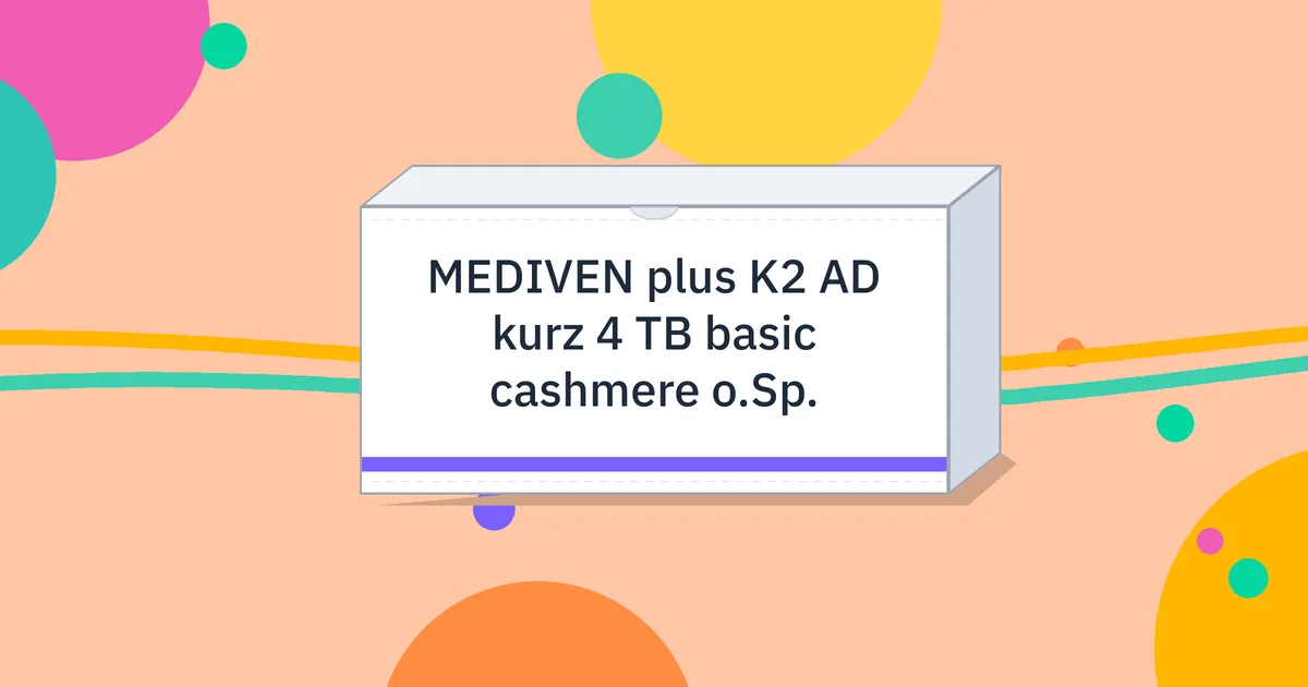 Symbolbild: Packung mit der Aufschrift MEDIVEN plus K2 AD kurz 4 TB basic cashmere o.Sp. (PZN 15098128) – Verfügbarkeit und Bezug in Apotheken in Frankfurt am Main