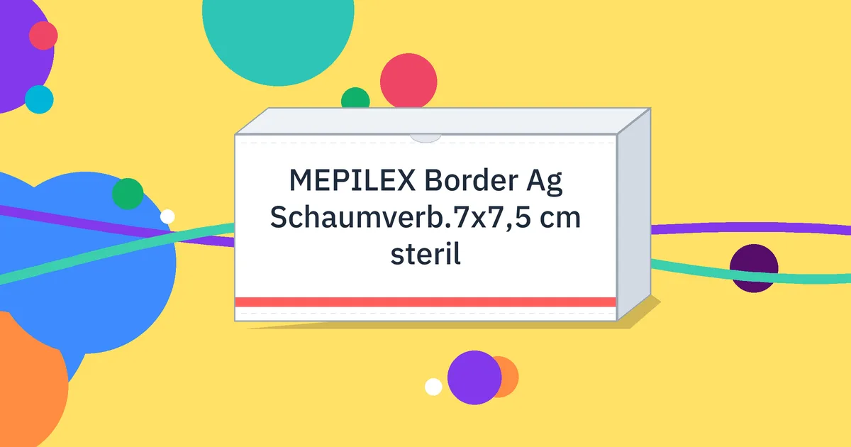 Symbolbild: Packung mit der Aufschrift MEPILEX Border Ag Schaumverb.7x7,5 cm steril (PZN 18034979) – Verfügbarkeit und Bezug in Apotheken in Frankfurt am Main