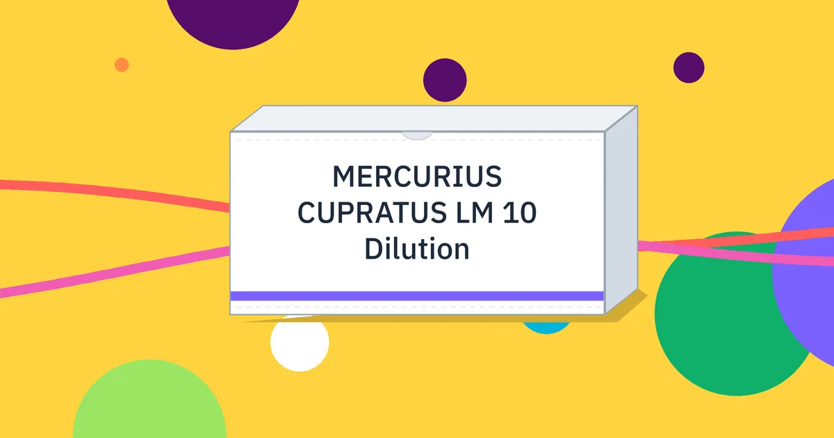 Symbolbild: Packung mit der Aufschrift MERCURIUS CUPRATUS LM 10 Dilution (PZN 12950385) – Verfügbarkeit und Bezug in Apotheken in Frankfurt am Main