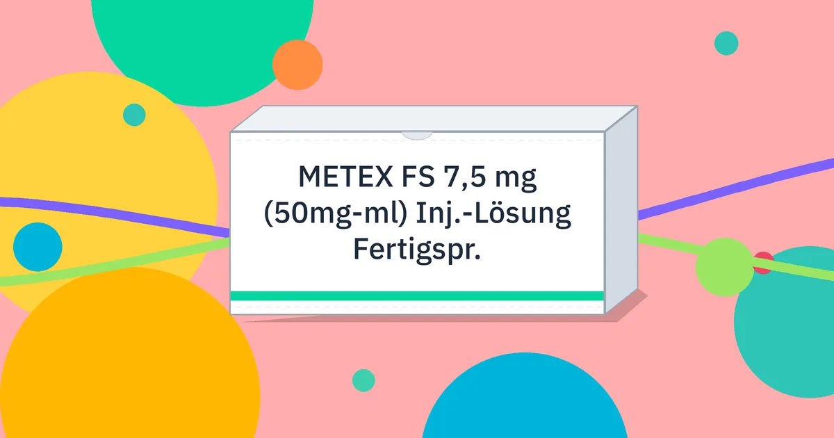 Symbolbild: Packung mit der Aufschrift METEX FS 7,5 mg (50mg-ml) Inj.-Lösung Fertigspr. (PZN 18502593) – Verfügbarkeit und Bezug in Apotheken in Frankfurt am Main