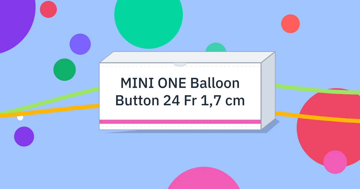 Symbolbild: Packung mit der Aufschrift MINI ONE Balloon Button 24 Fr 1,7 cm (PZN 14342508) – Verfügbarkeit und Bezug in Apotheken in Frankfurt am Main