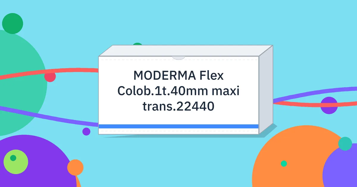Symbolbild: Packung mit der Aufschrift MODERMA Flex Colob.1t.40mm maxi trans.22440 (PZN 03324631) – Verfügbarkeit und Bezug in Apotheken in Frankfurt am Main