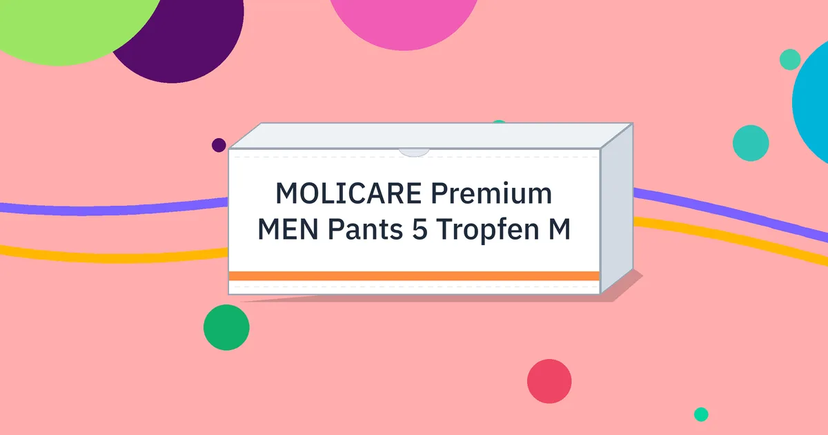 Symbolbild: Packung mit der Aufschrift MOLICARE Premium MEN Pants 5 Tropfen M (PZN 15567356) – Verfügbarkeit und Bezug in Apotheken in Frankfurt am Main