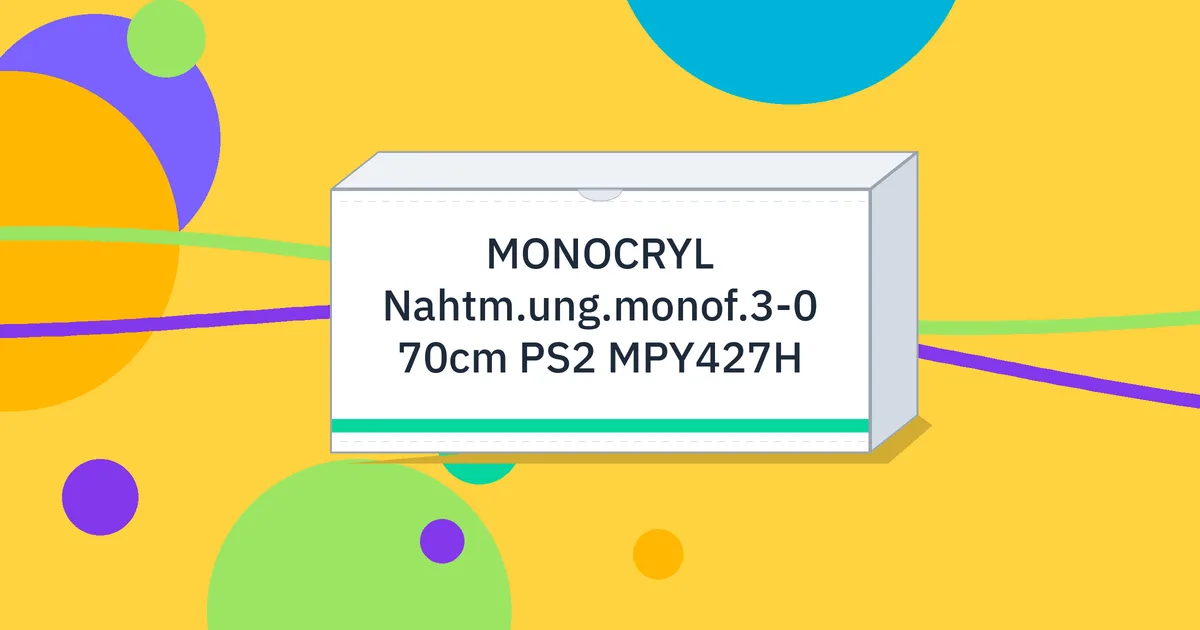 Symbolbild: Packung mit der Aufschrift MONOCRYL Nahtm.ung.monof.3-0 70cm PS2 MPY427H (PZN 16392806) – Verfügbarkeit und Bezug in Apotheken in Frankfurt am Main