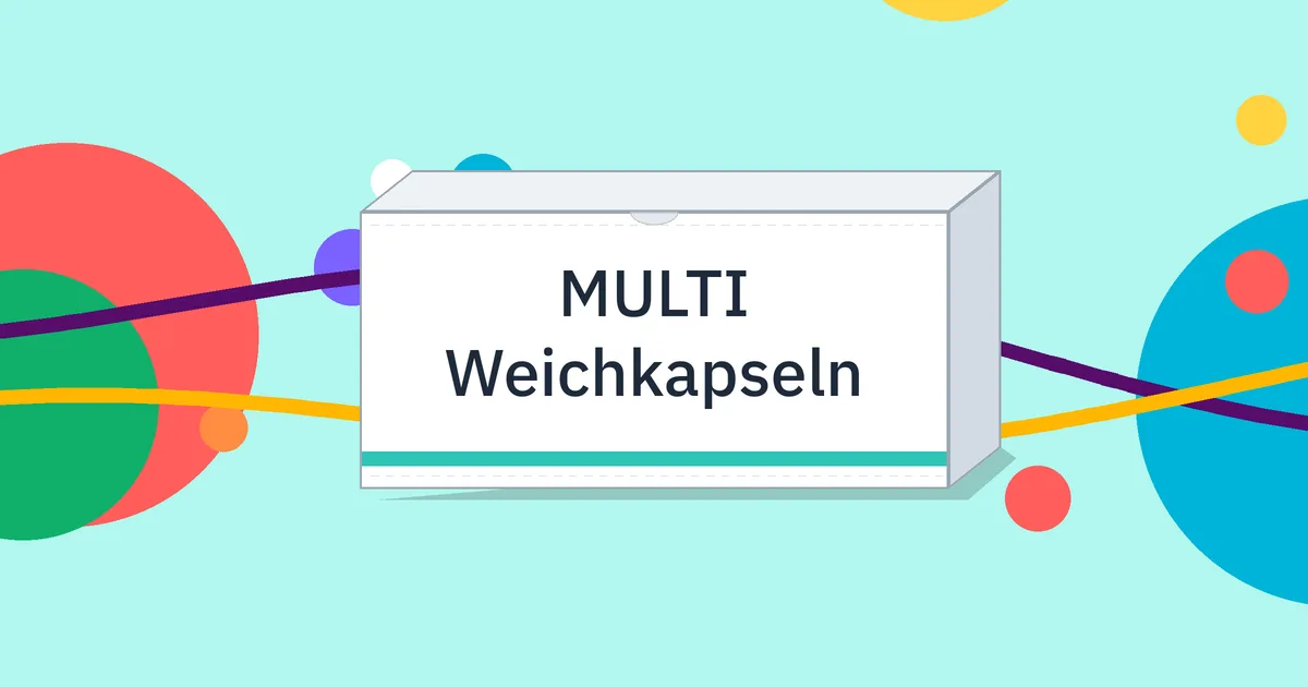 Symbolbild: Packung mit der Aufschrift MULTI Weichkapseln (PZN 16697606) – Verfügbarkeit und Bezug in Apotheken in Frankfurt am Main