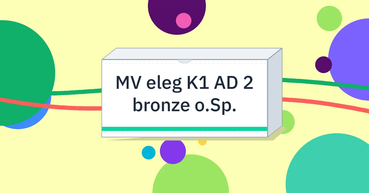 Symbolbild: Packung mit der Aufschrift MV eleg K1 AD 2 bronze o.Sp. (PZN 14704880) – Verfügbarkeit und Bezug in Apotheken in Frankfurt am Main