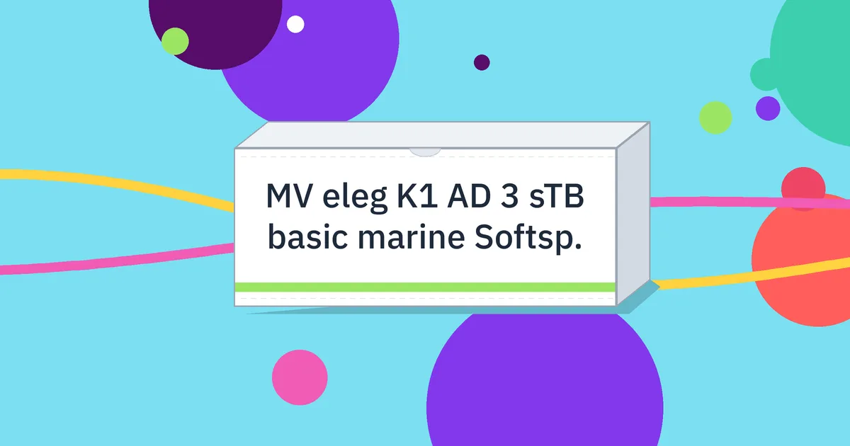 Symbolbild: Packung mit der Aufschrift MV eleg K1 AD 3 sTB basic marine Softsp. (PZN 14584306) – Verfügbarkeit und Bezug in Apotheken in Frankfurt am Main