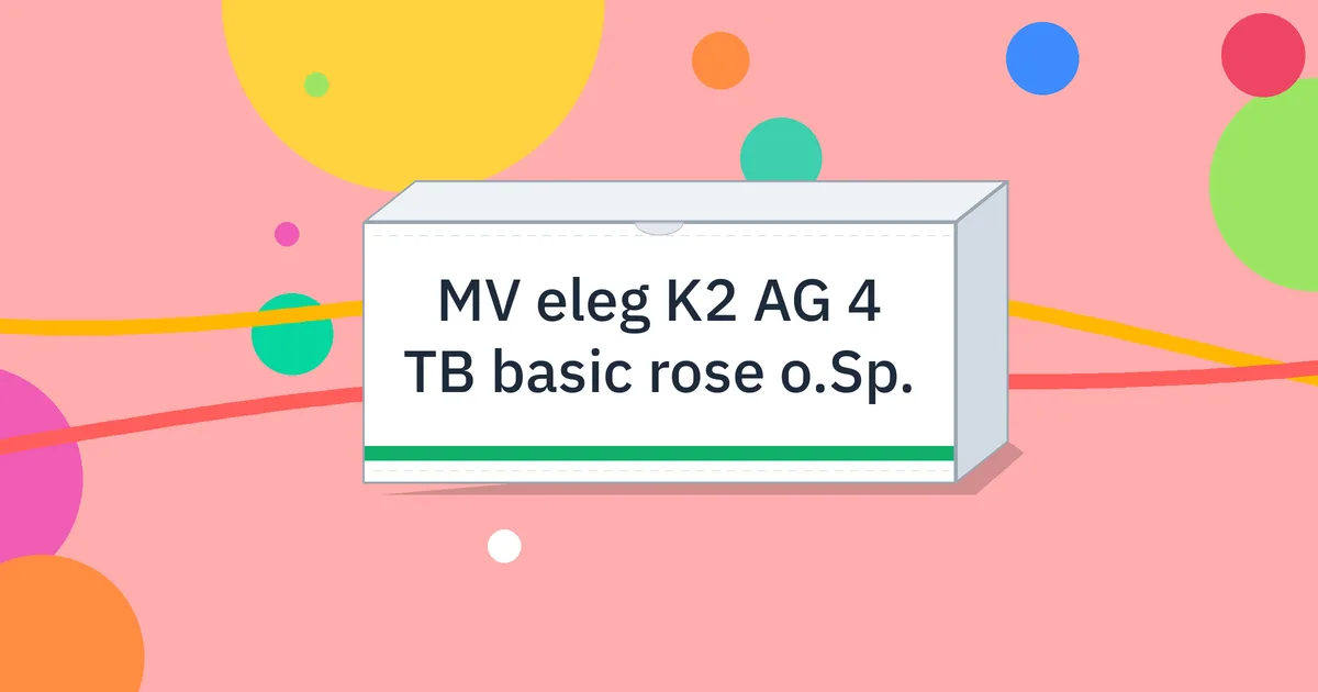 Symbolbild: Packung mit der Aufschrift MV eleg K2 AG 4 TB basic rose o.Sp. (PZN 14700706) – Verfügbarkeit und Bezug in Apotheken in Frankfurt am Main