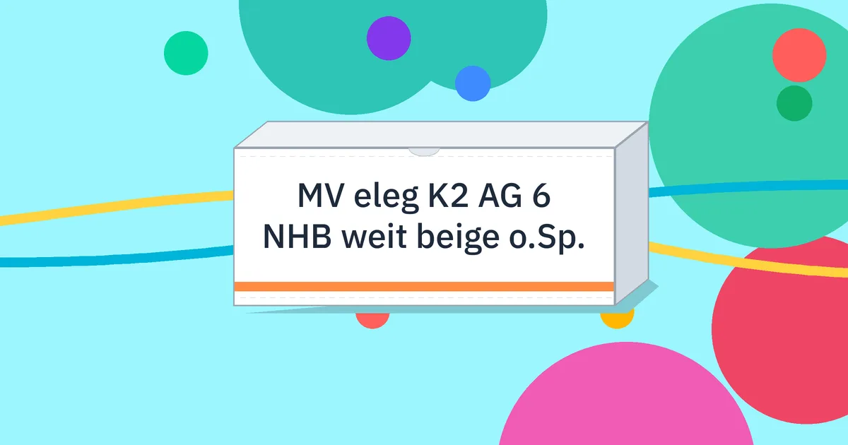 Symbolbild: Packung mit der Aufschrift MV eleg K2 AG 6 NHB weit beige o.Sp. (PZN 15729161) – Verfügbarkeit und Bezug in Apotheken in Frankfurt am Main