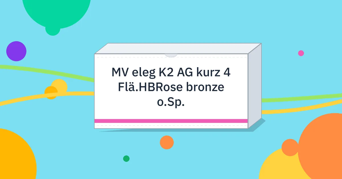 Symbolbild: Packung mit der Aufschrift MV eleg K2 AG kurz 4 Flä.HBRose bronze o.Sp. (PZN 15704273) – Verfügbarkeit und Bezug in Apotheken in Frankfurt am Main