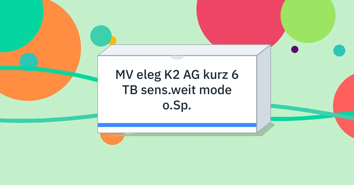 Symbolbild: Packung mit der Aufschrift MV eleg K2 AG kurz 6 TB sens.weit mode o.Sp. (PZN 09863381) – Verfügbarkeit und Bezug in Apotheken in Frankfurt am Main
