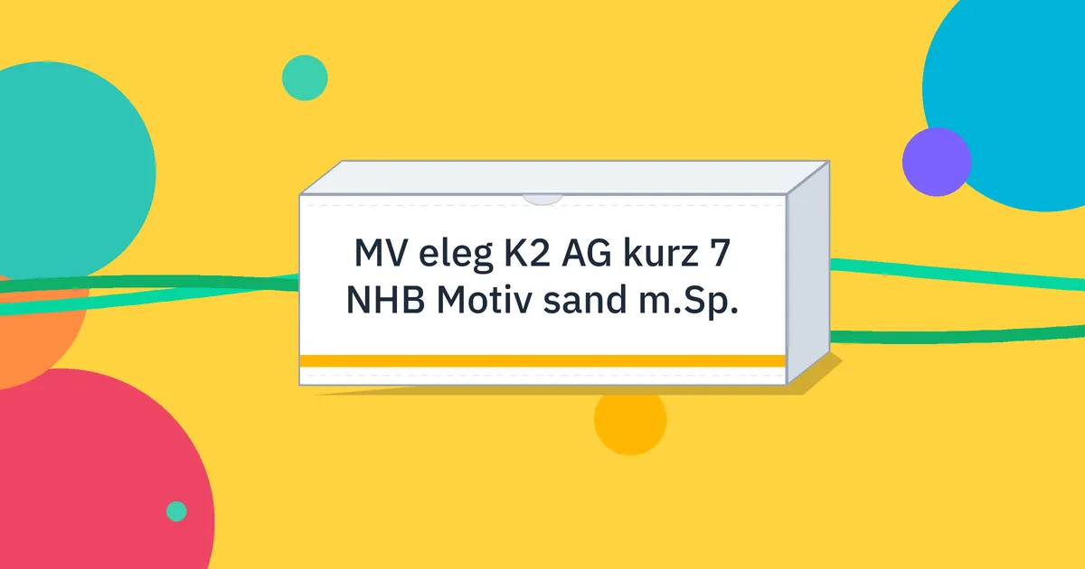 Symbolbild: Packung mit der Aufschrift MV eleg K2 AG kurz 7 NHB Motiv sand m.Sp. (PZN 18926695) – Verfügbarkeit und Bezug in Apotheken in Frankfurt am Main