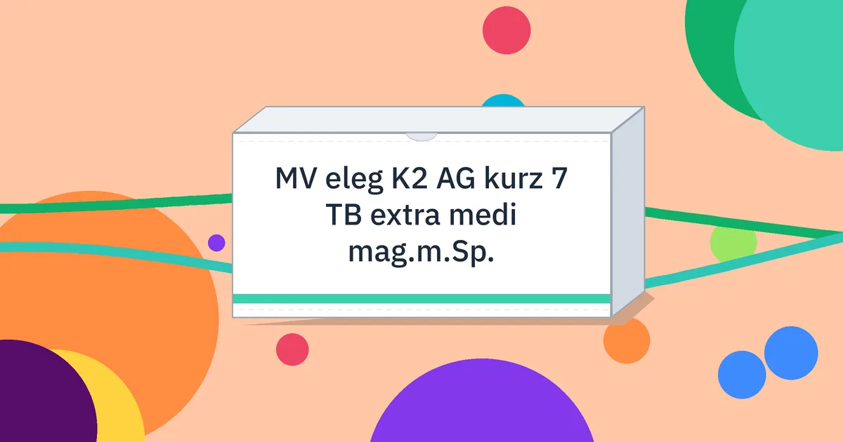 Symbolbild: Packung mit der Aufschrift MV eleg K2 AG kurz 7 TB extra medi mag.m.Sp. (PZN 14635943) – Verfügbarkeit und Bezug in Apotheken in Frankfurt am Main