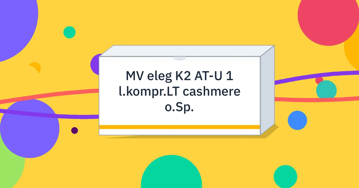 Symbolbild: Packung mit der Aufschrift MV eleg K2 AT-U 1 l.kompr.LT cashmere o.Sp. (PZN 15289615) – Verfügbarkeit und Bezug in Apotheken in Frankfurt am Main