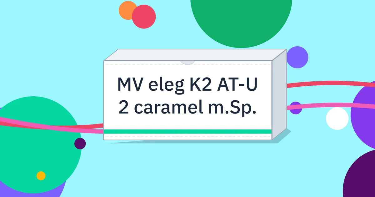 Symbolbild: Packung mit der Aufschrift MV eleg K2 AT-U 2 caramel m.Sp. (PZN 00530212) – Verfügbarkeit und Bezug in Apotheken in Frankfurt am Main