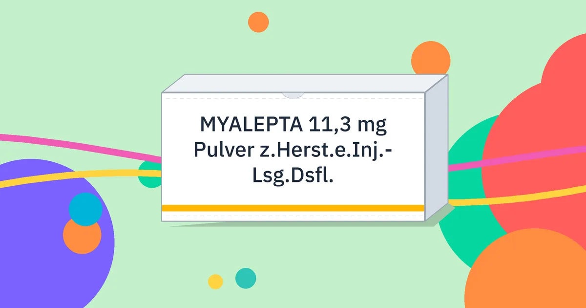 Symbolbild: Packung mit der Aufschrift MYALEPTA 11,3 mg Pulver z.Herst.e.Inj.-Lsg.Dsfl. (PZN 14042284) – Verfügbarkeit und Bezug in Apotheken in Frankfurt am Main