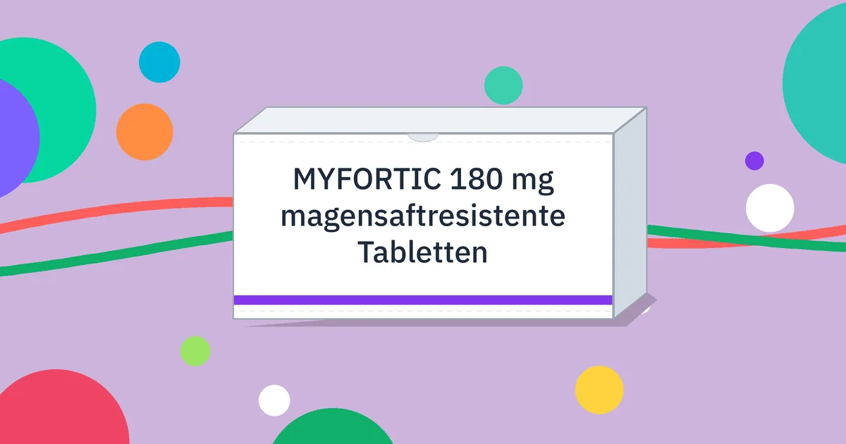 Symbolbild: Packung mit der Aufschrift MYFORTIC 180 mg magensaftresistente Tabletten (PZN 06735027) – Verfügbarkeit und Bezug in Apotheken in Frankfurt am Main