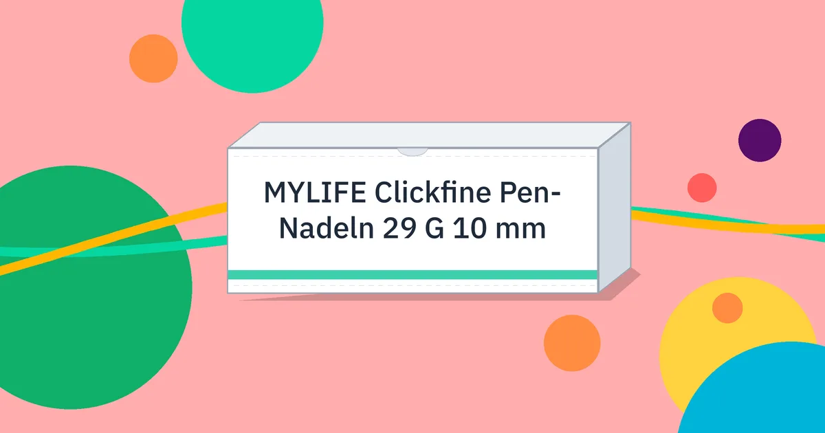 Symbolbild: Packung mit der Aufschrift MYLIFE Clickfine Pen-Nadeln 29 G 10 mm (PZN 10224829) – Verfügbarkeit und Bezug in Apotheken in Frankfurt am Main