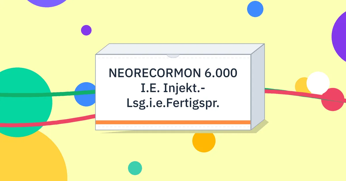 Symbolbild: Packung mit der Aufschrift NEORECORMON 6.000 I.E. Injekt.-Lsg.i.e.Fertigspr. (PZN 17412528) – Verfügbarkeit und Bezug in Apotheken in Frankfurt am Main