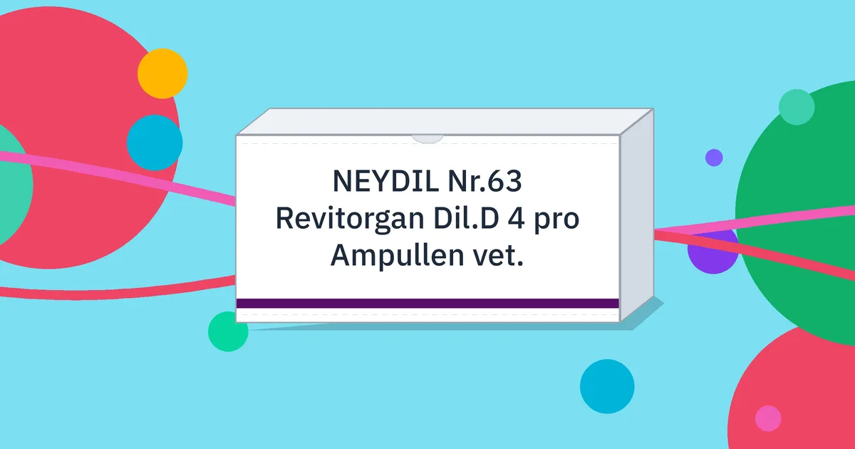 Symbolbild: Packung mit der Aufschrift NEYDIL Nr.63 Revitorgan Dil.D 4 pro Ampullen vet. (PZN 06487919) – Verfügbarkeit und Bezug in Apotheken in Frankfurt am Main
