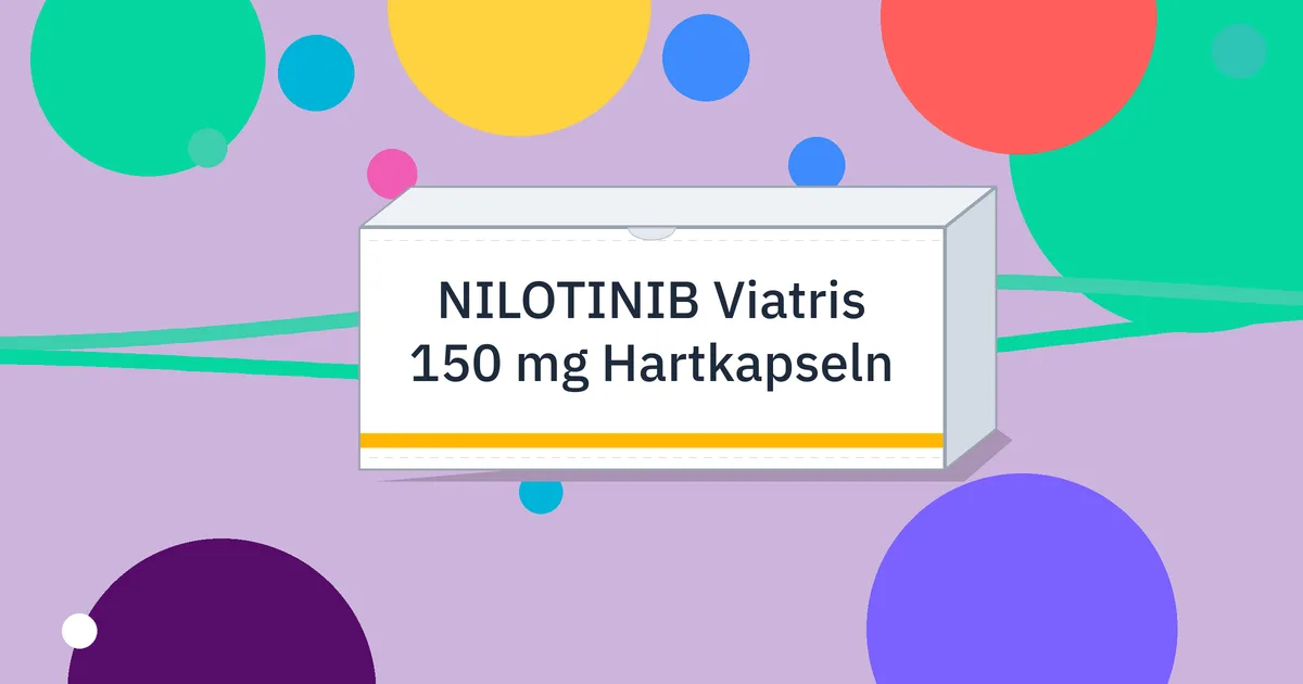 Symbolbild: Packung mit der Aufschrift NILOTINIB Viatris 150 mg Hartkapseln (PZN 19368406) – Verfügbarkeit und Bezug in Apotheken in Frankfurt am Main