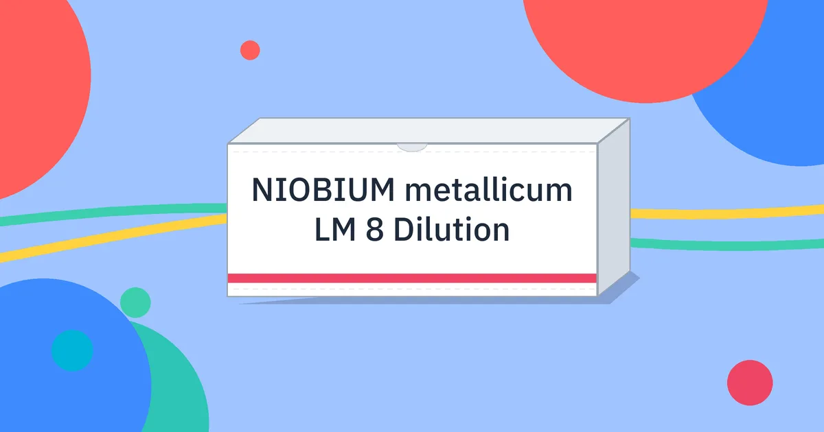 Symbolbild: Packung mit der Aufschrift NIOBIUM metallicum LM 8 Dilution (PZN 13619072) – Verfügbarkeit und Bezug in Apotheken in Frankfurt am Main