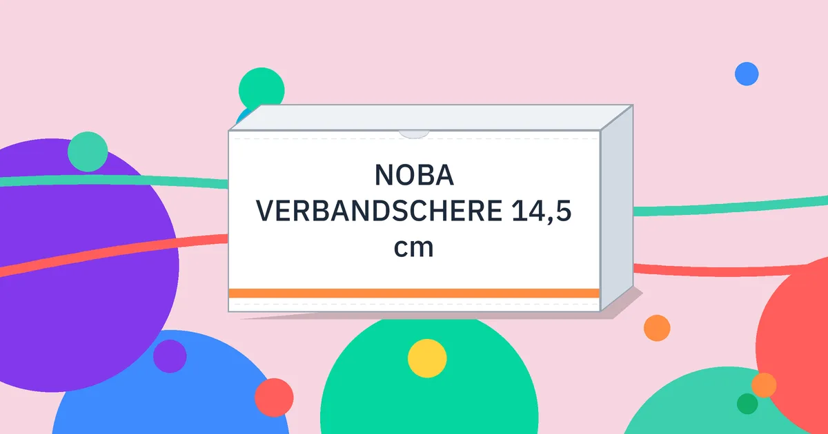 Symbolbild: Packung mit der Aufschrift NOBA VERBANDSCHERE 14,5 cm (PZN 09313924) – Verfügbarkeit und Bezug in Apotheken in Frankfurt am Main