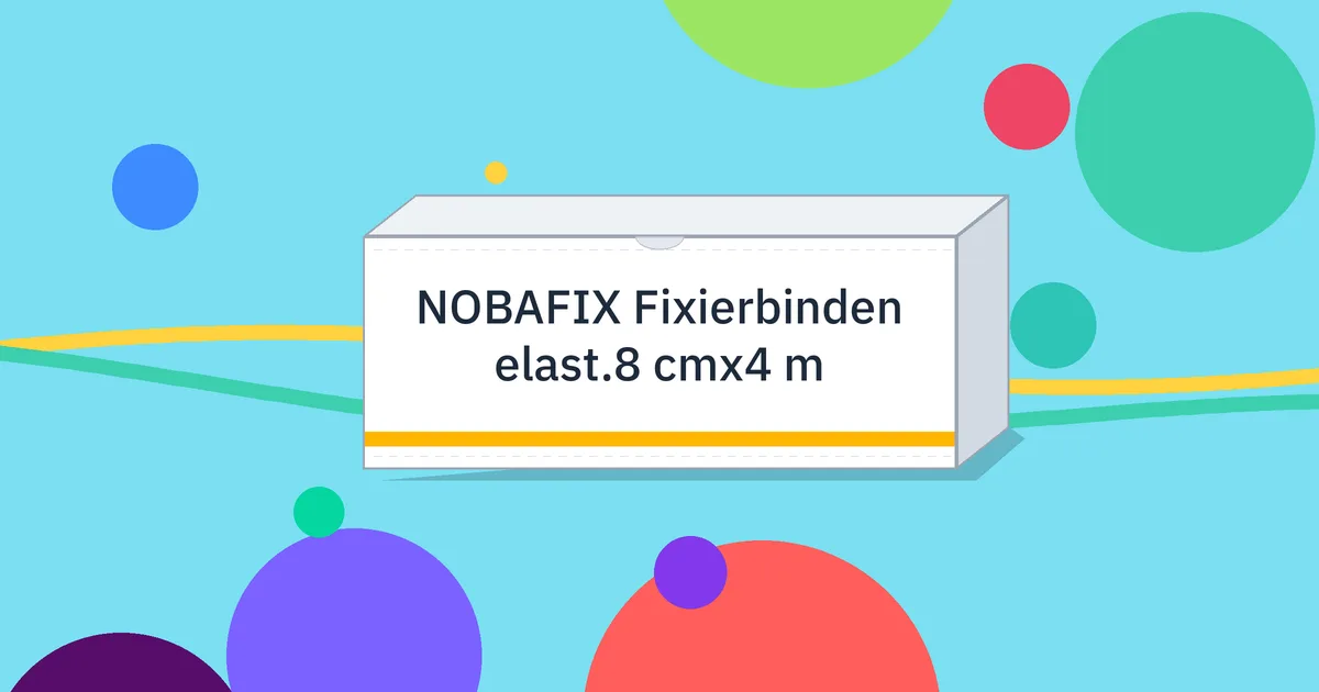 Symbolbild: Packung mit der Aufschrift NOBAFIX Fixierbinden elast.8 cmx4 m (PZN 16028176) – Verfügbarkeit und Bezug in Apotheken in Frankfurt am Main